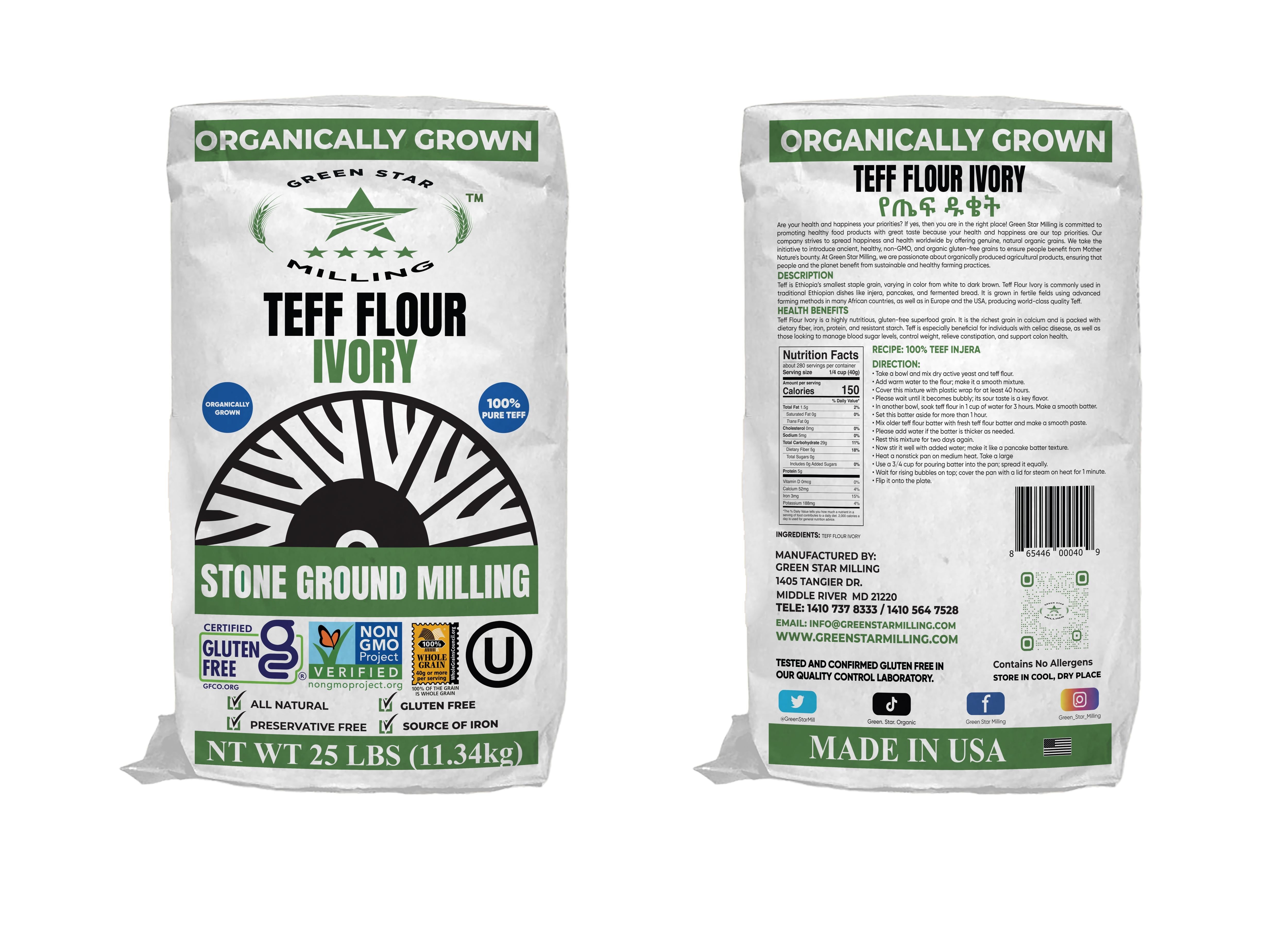 Teff Flour Ivory – Green Star Organic Milling