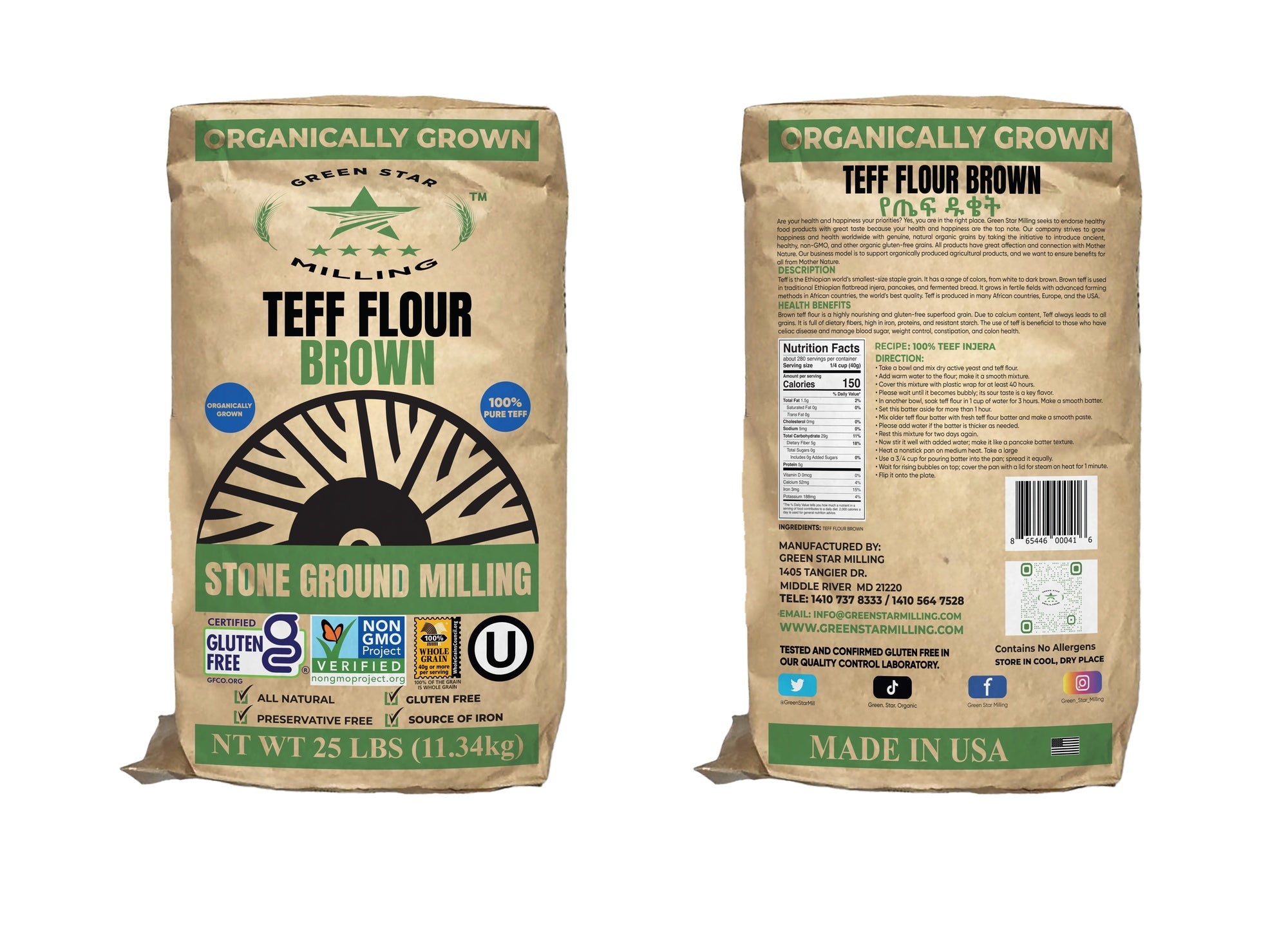 Brown Teff Flour – Green Star Organic Milling