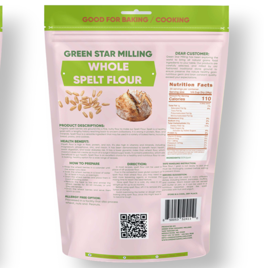 Whole Spelt Flour - Green Star Organic Milling